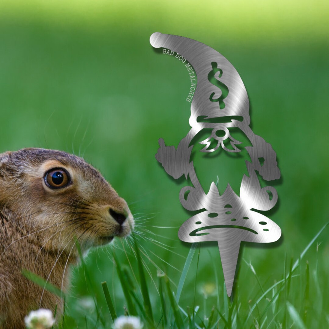 FU Money Gnome Garden Stake - Bad Dog Metalworks Home Decor - Home and ...