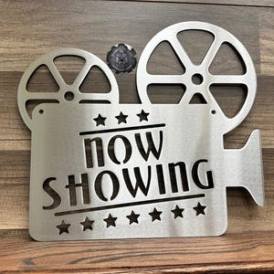Now Showing Movie Camera Metal Sign Movie Theater Décor - Bad Dog ...