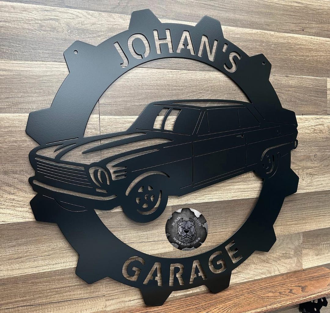 Personalized Chevy Nova Garage Monogram - Bad Dog Metalworks Home Decor ...