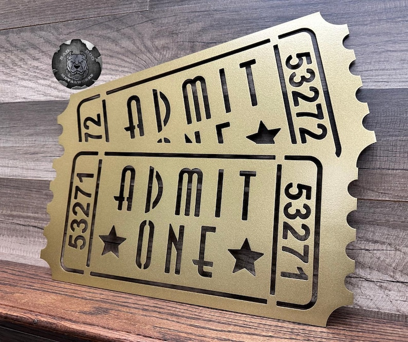 Admit One Retro Movie Ticket Theater Decor - Bad Dog Metalworks Home ...