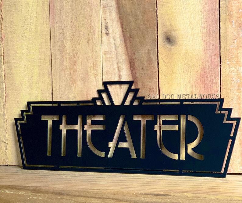 Retro Theater Sign Bad Dog Metalworks Home Décor Retro Movie | Etsy