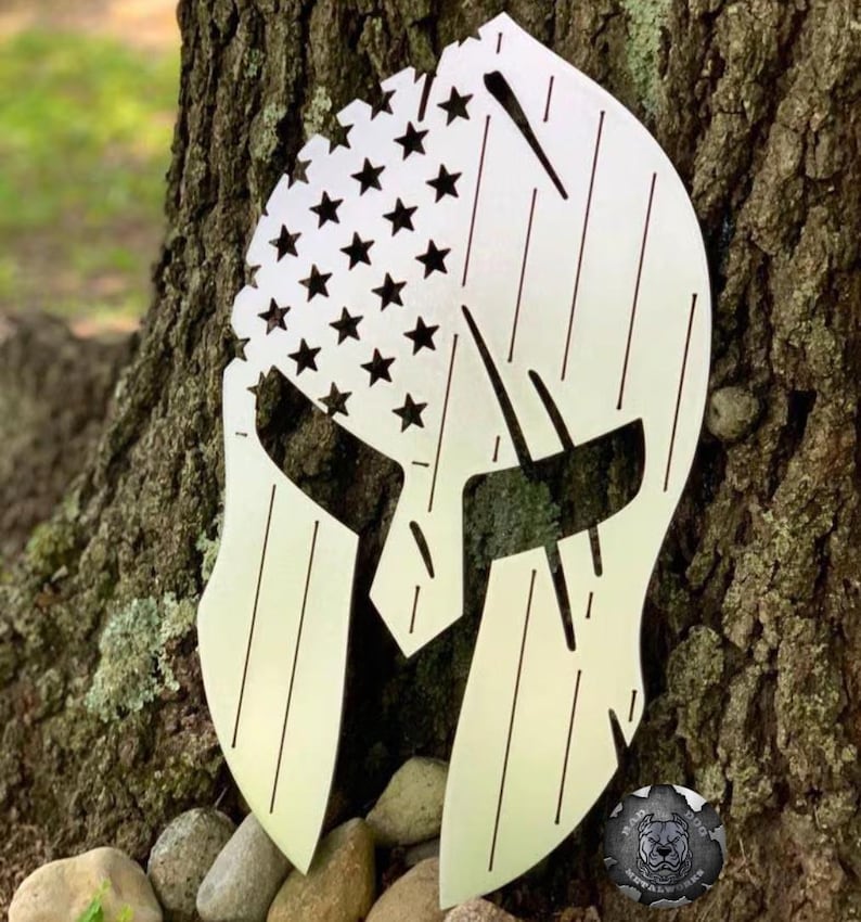 Spartan Helmet Flag Patriotic Spartan Mask - Bad Dog Metalworks Home ...
