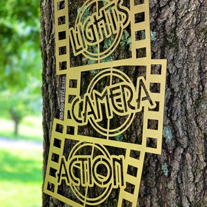 Lights Camera Action Countdown Collage Metal Home Theater Sign - Bad ...