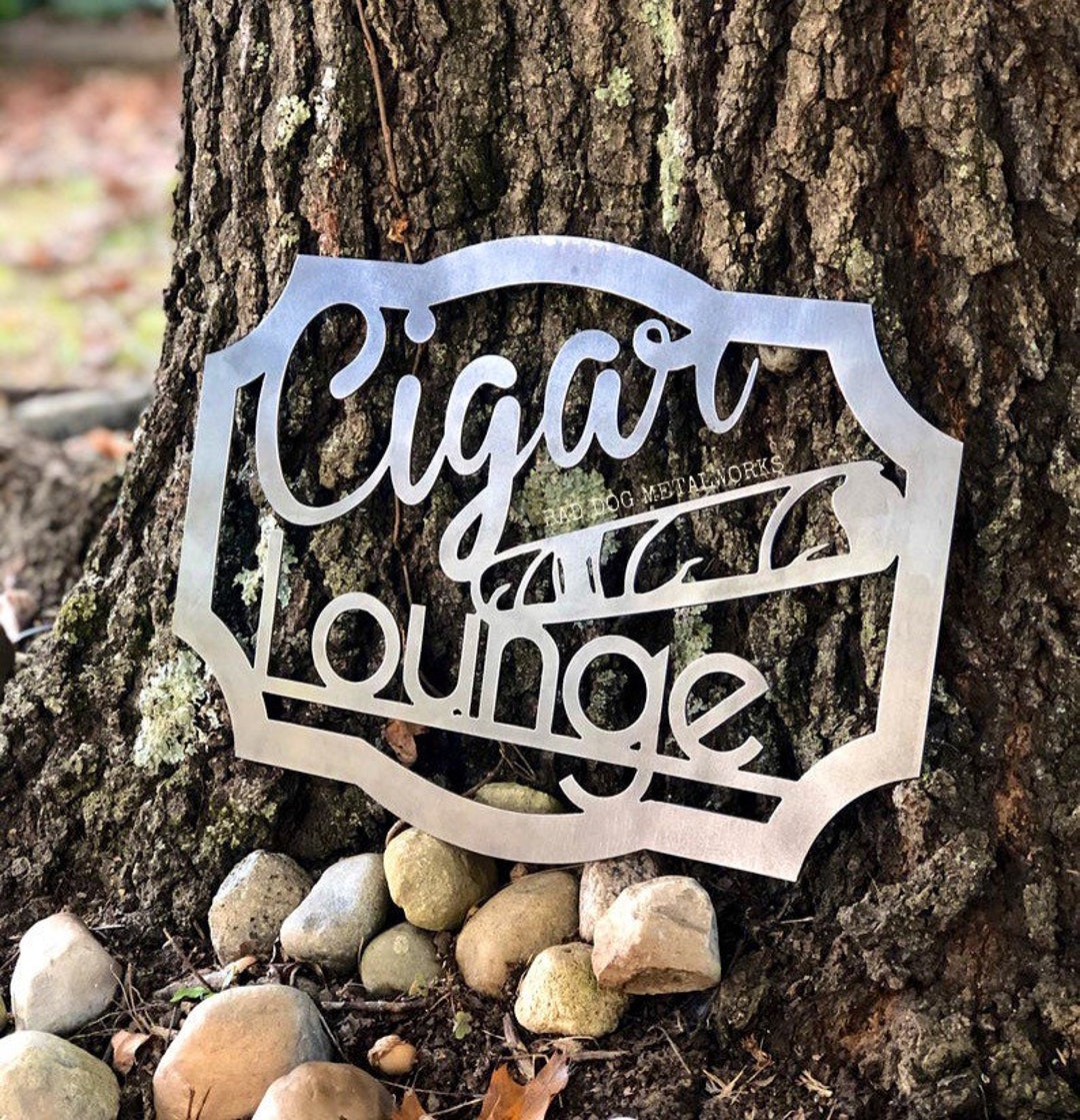 Cigar Lounge Metal Sign Bad Dog Metalworks Home Decor - Etsy