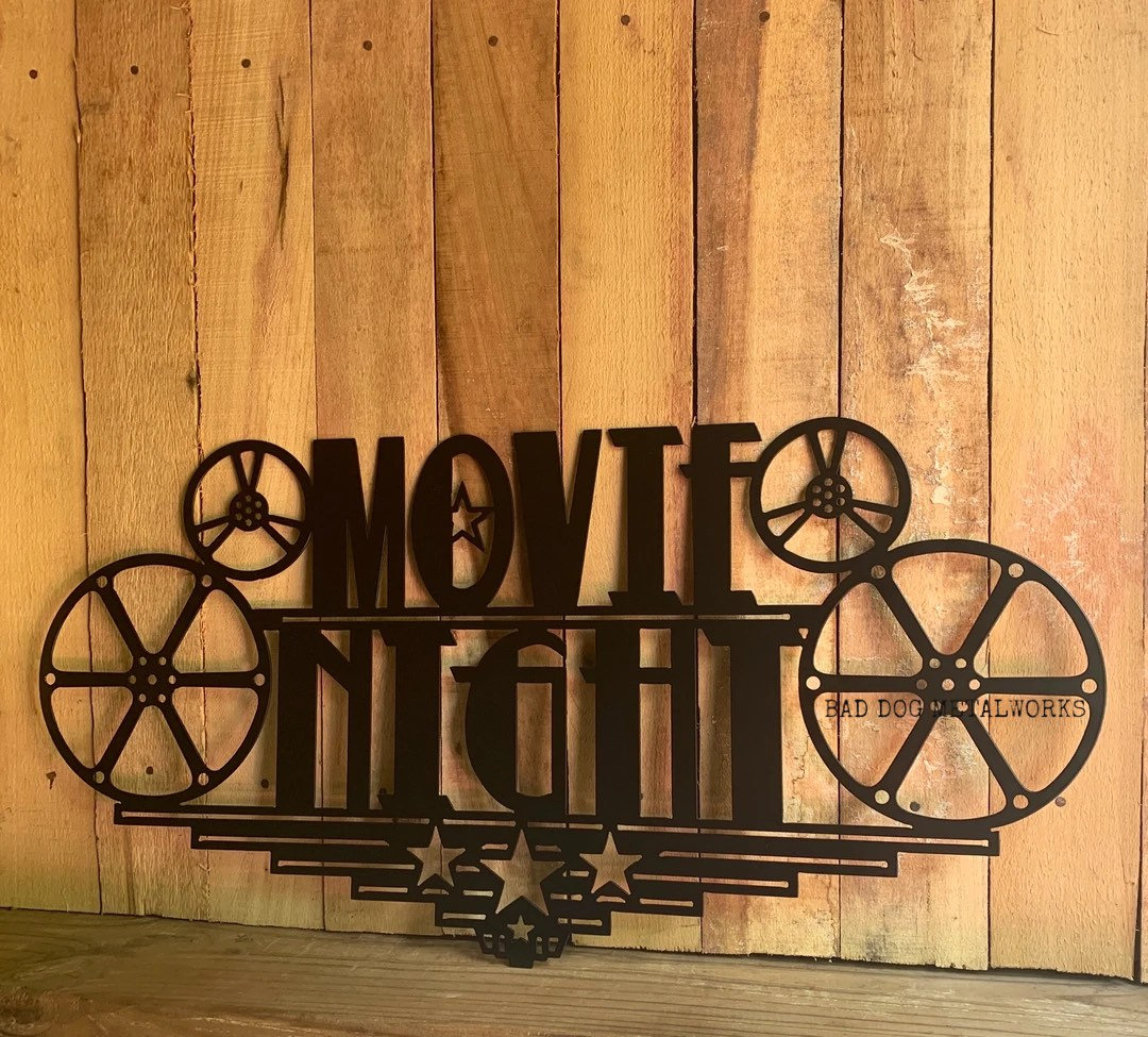 Movie Night Metal Sign Movie Theater Decor Bad Dog - Etsy