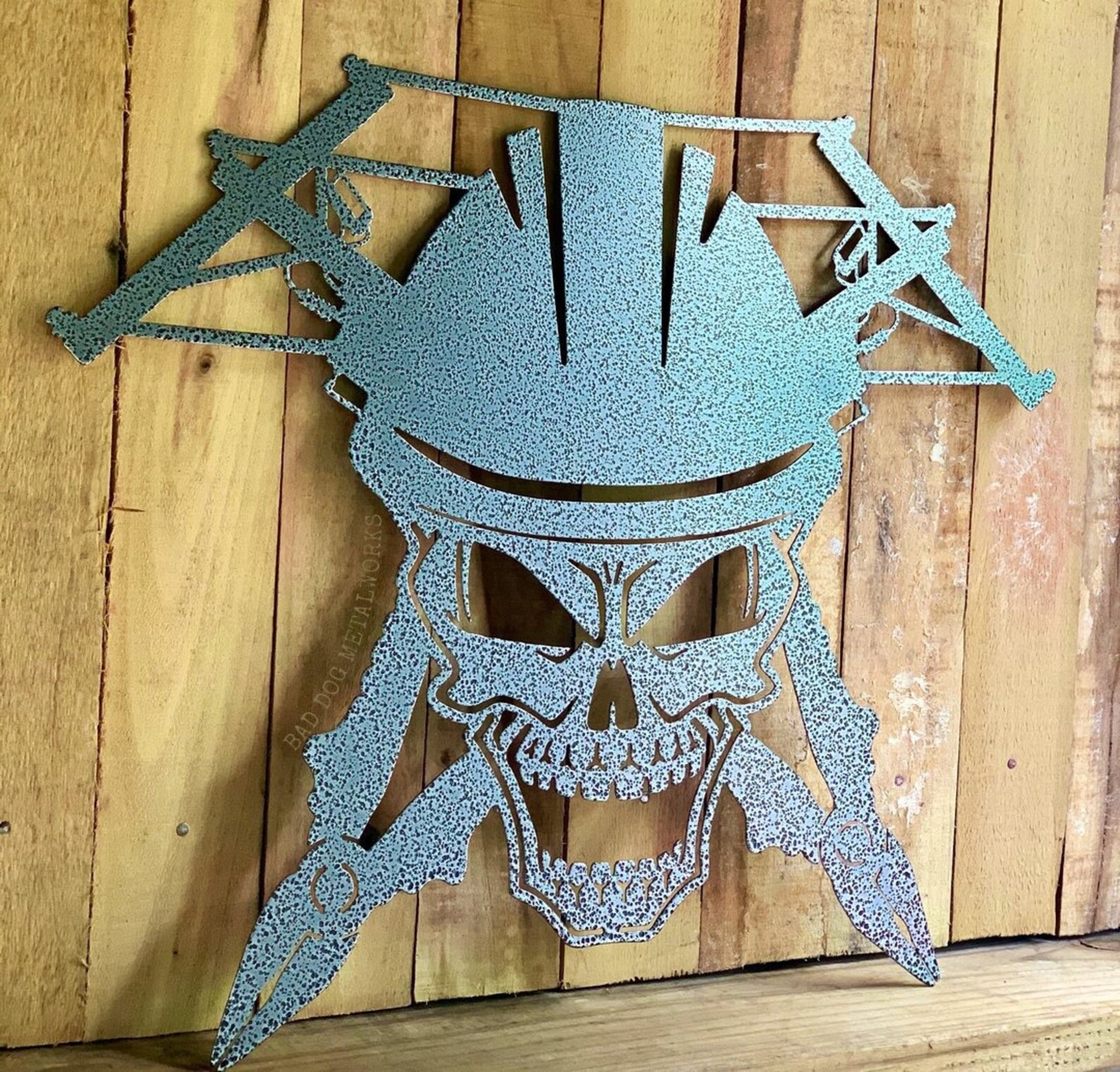 Lineman Skull Man Cave Decor Bad Dog Metalworks | Etsy