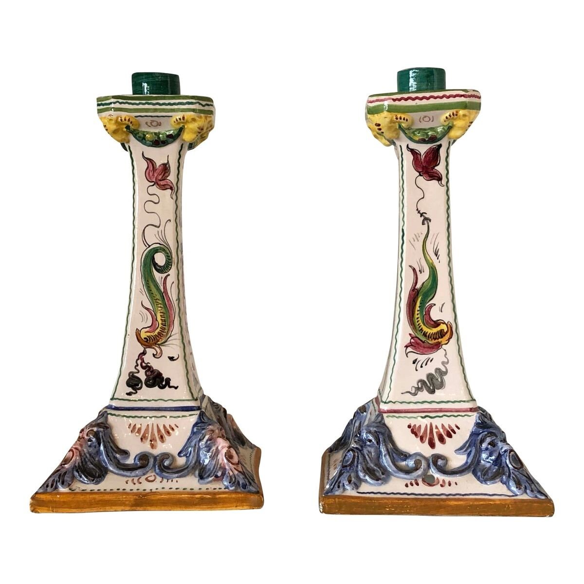 Italian Ceramic Candlesticks A Pair - Etsy