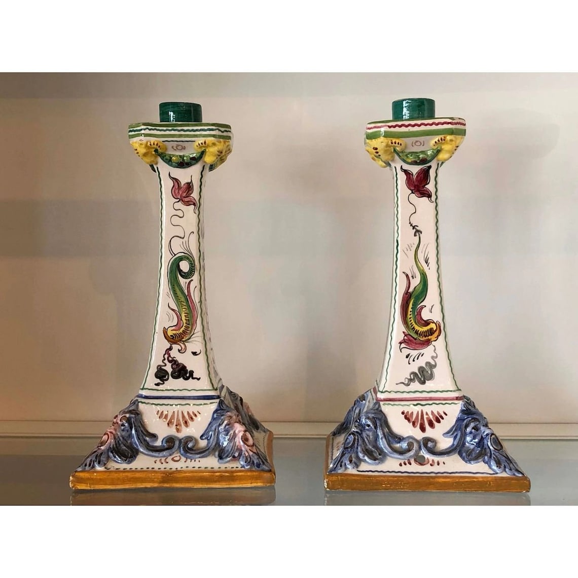 Italian Ceramic Candlesticks A Pair - Etsy