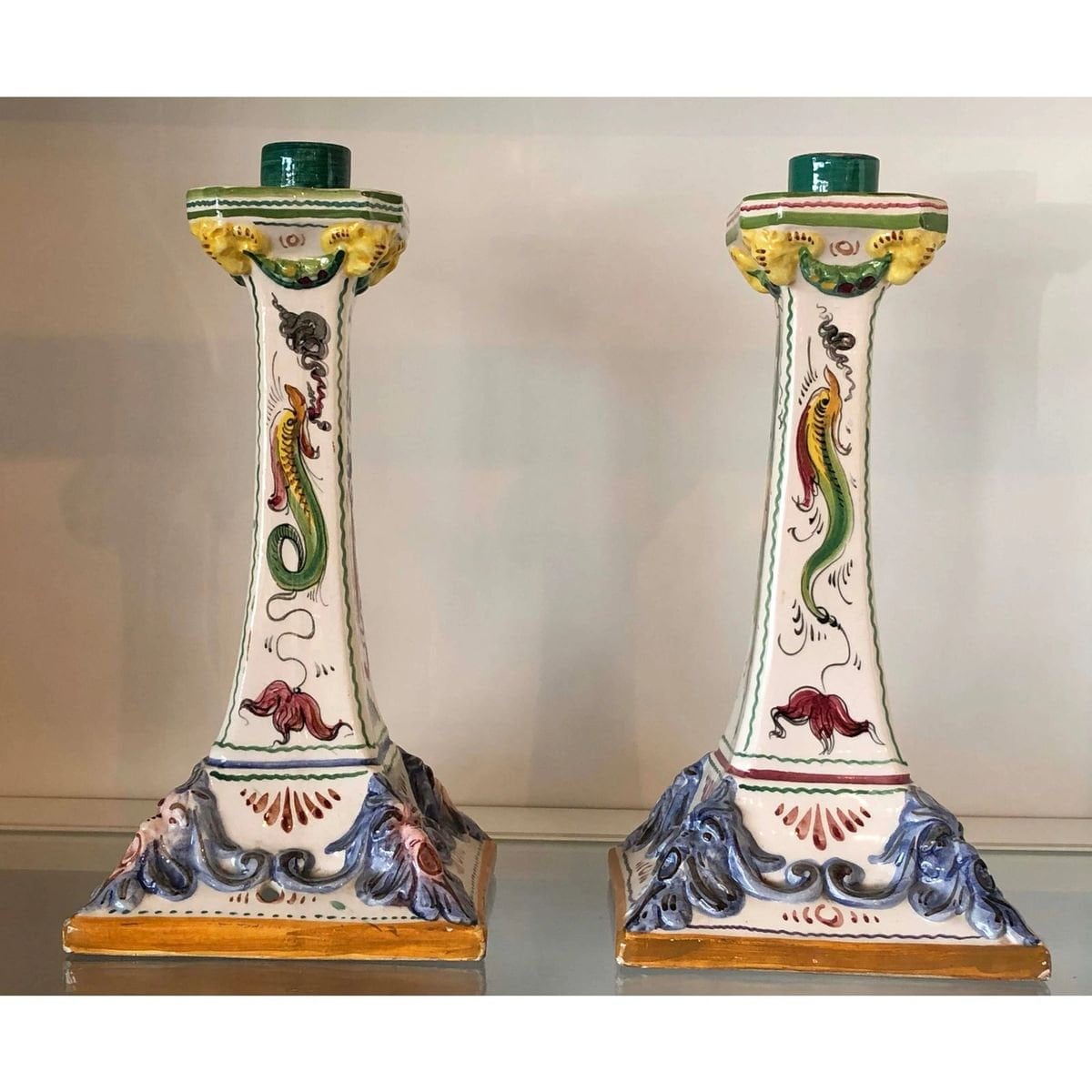 Italian Ceramic Candlesticks A Pair - Etsy
