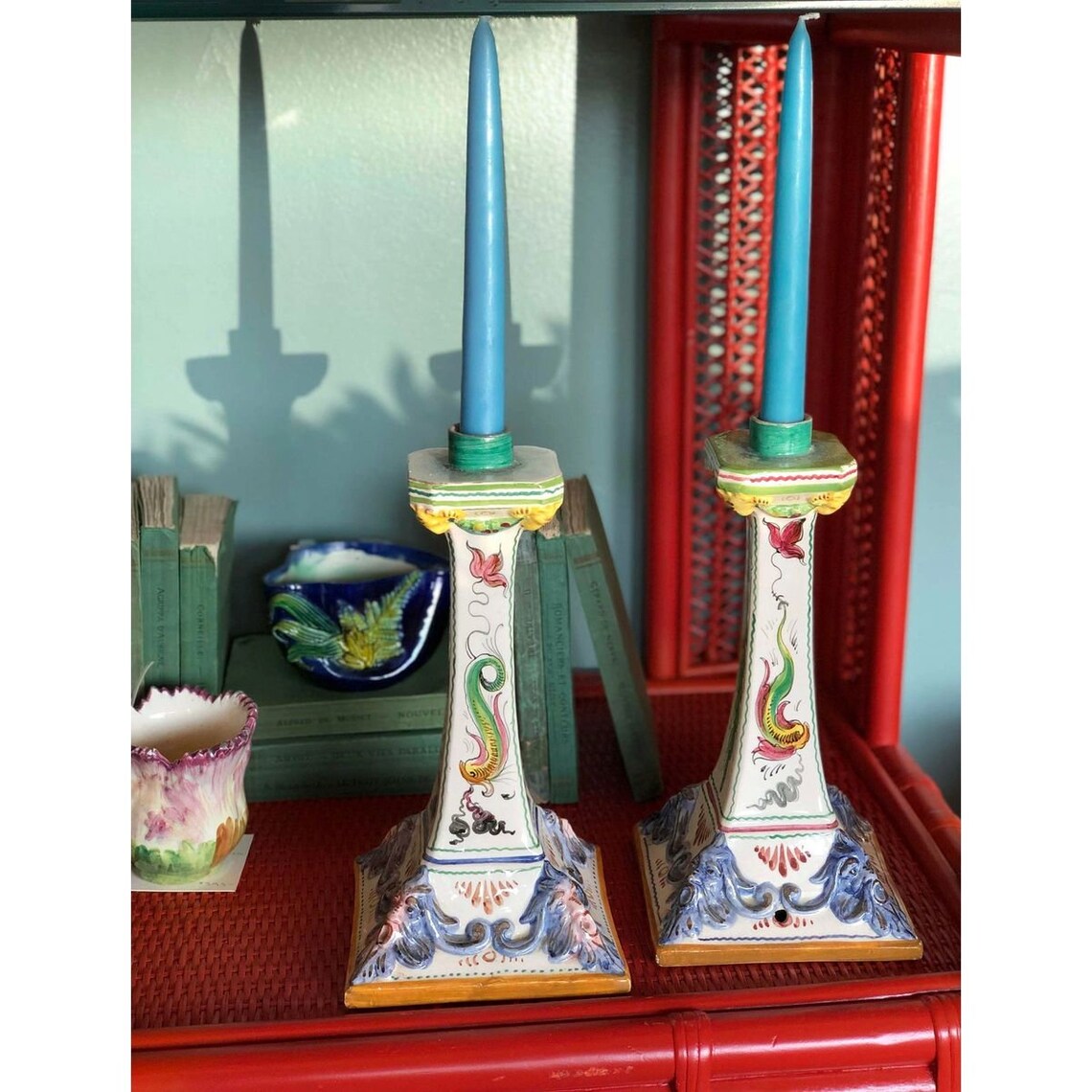 Italian Ceramic Candlesticks A Pair - Etsy