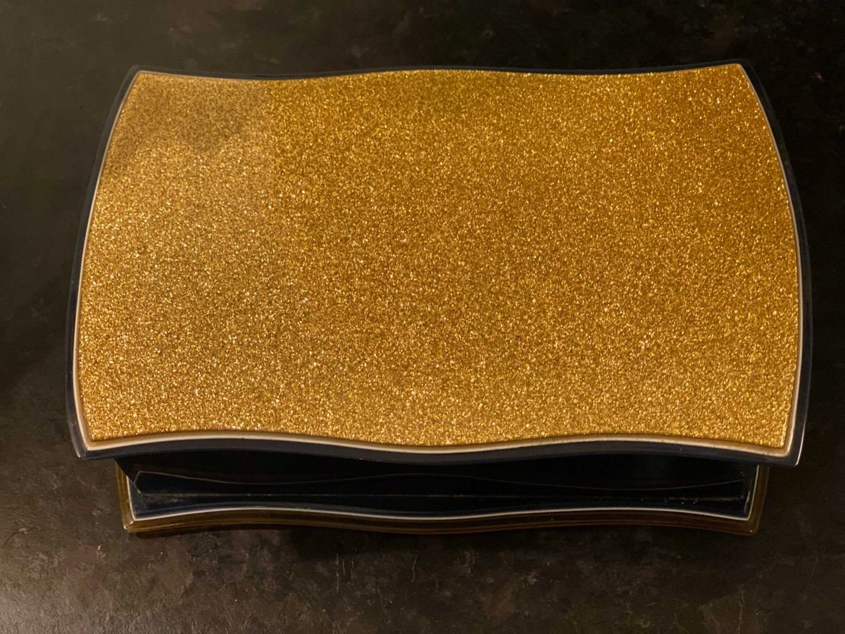 Mid 20th Century Navy Blue and Gold Bakelite Box - Etsy