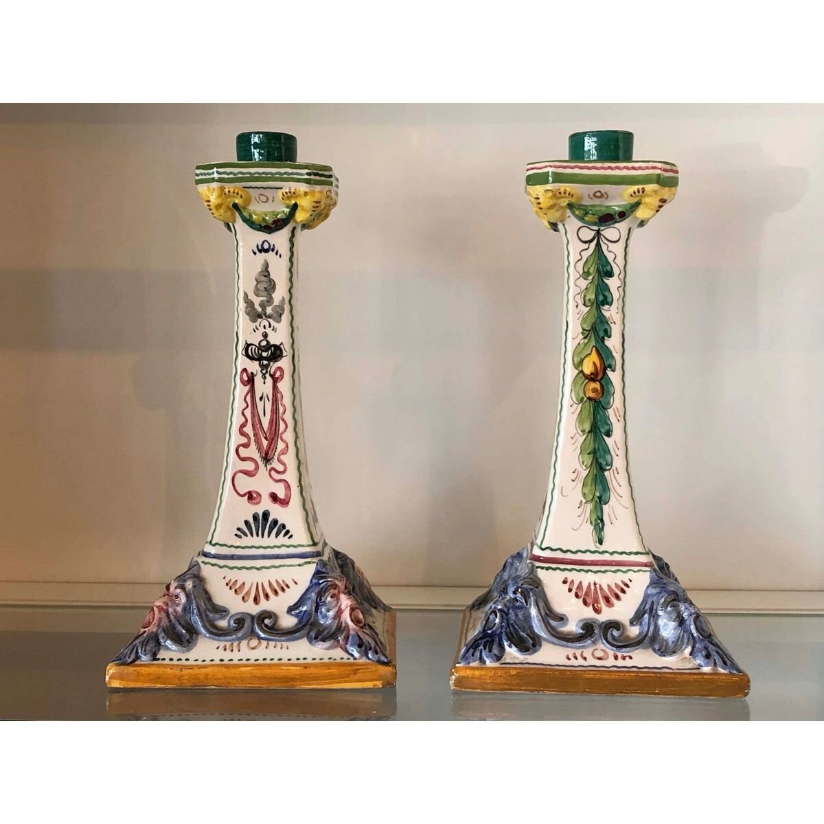 Italian Ceramic Candlesticks A Pair - Etsy
