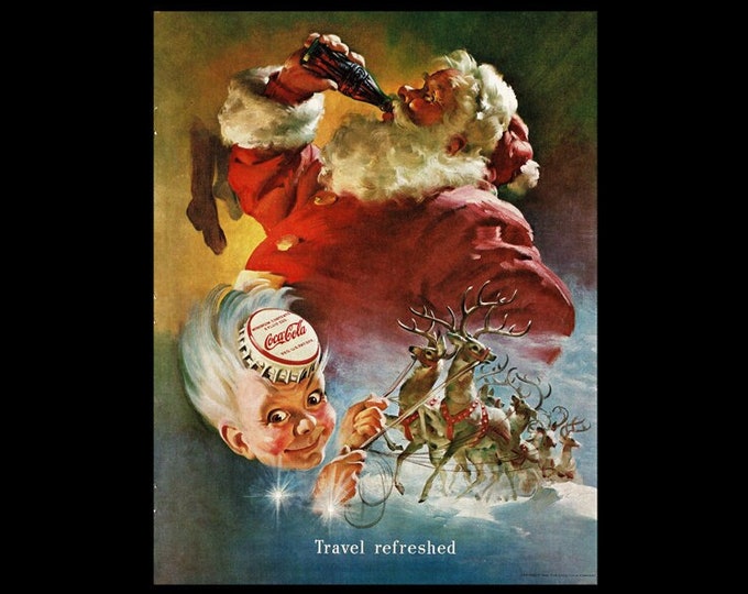 1949 Coca Cola Santa Original Vintage Christmas Magazine Ad - Haddon ...