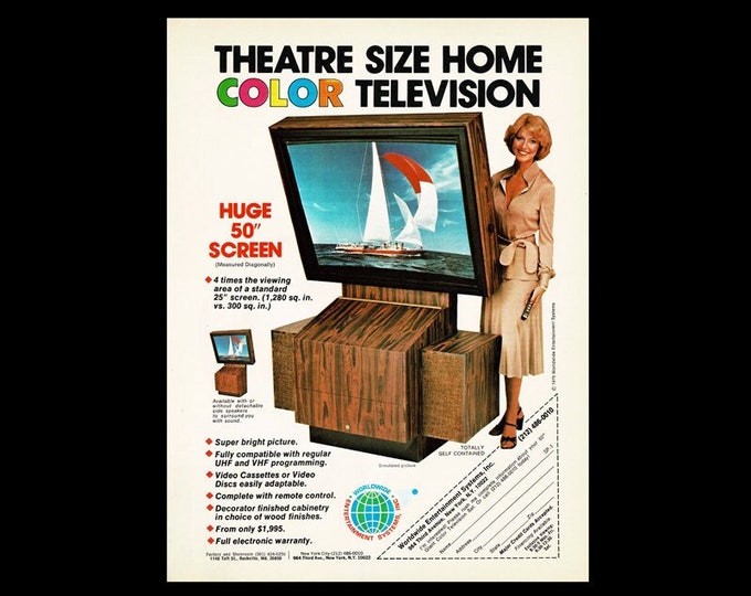 1976 Home Theater Giant Screen Color TV Original Magazine Ad - Etsy