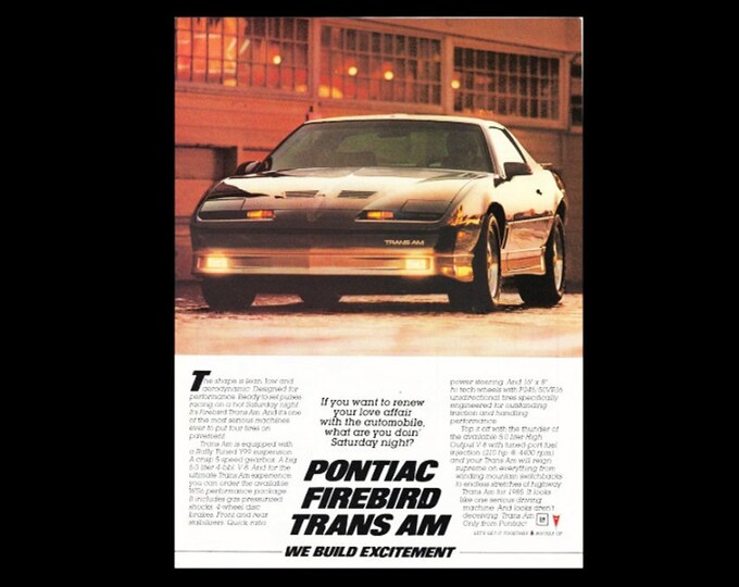 1985 Pontiac Firebird Trans Am Original Magazine Ad - Etsy