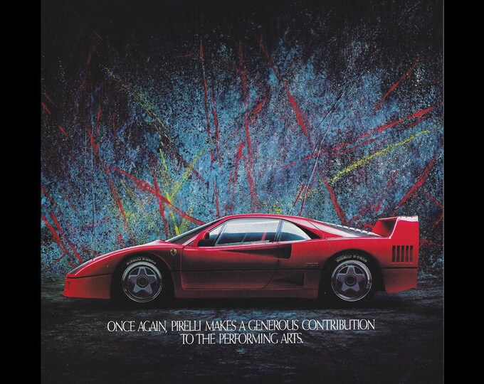 Ferrari F40 Original Retro Magazine Ad - Pirelli Tires - Etsy