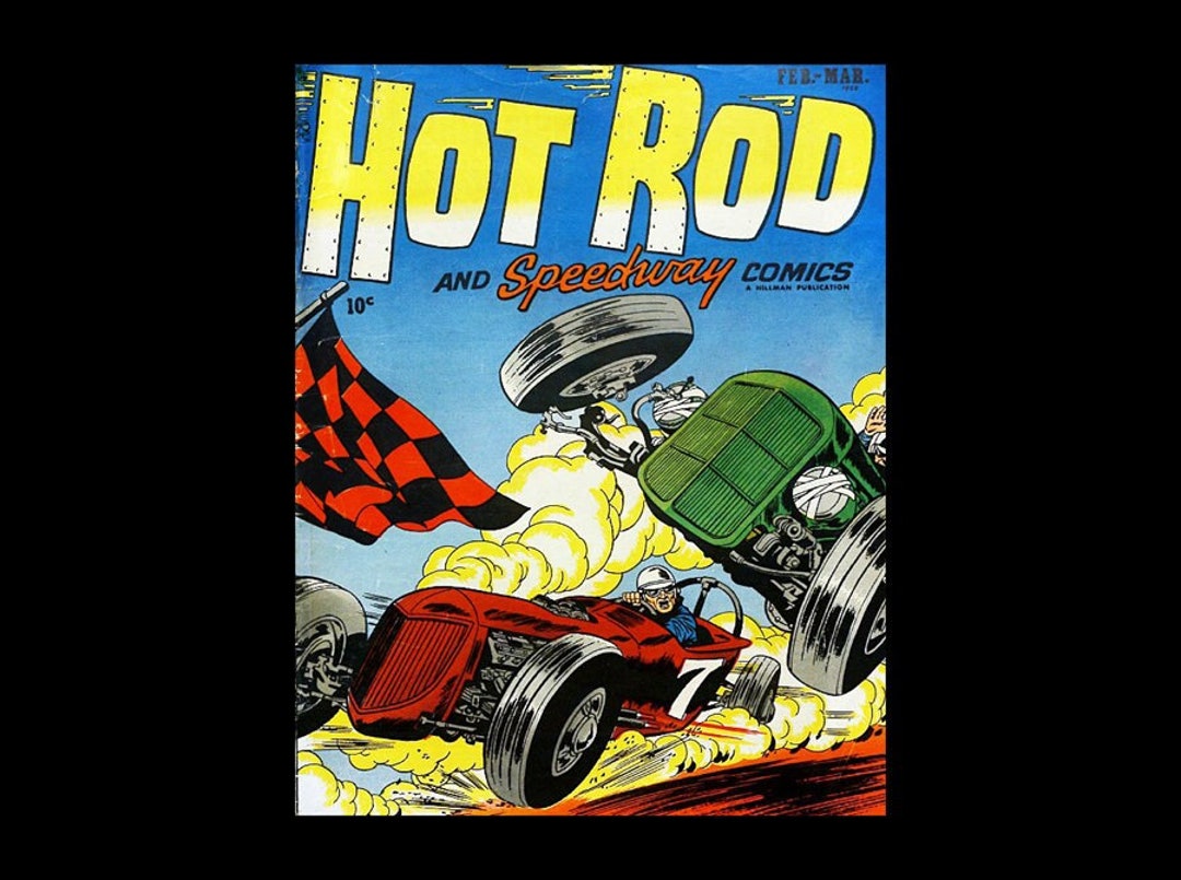 1950's Hot Rod & Speedway Comic Book Cover Poster Print - Retro Pulp ...