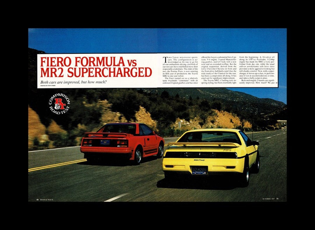 1987 Toyota MR2 Vs. Pontiac Fiero Original Magazine Comparison Road ...