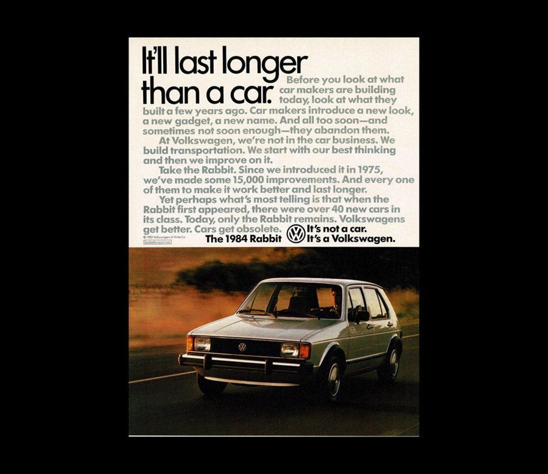 1984 VW Rabbit Original Magazine Ad - Etsy