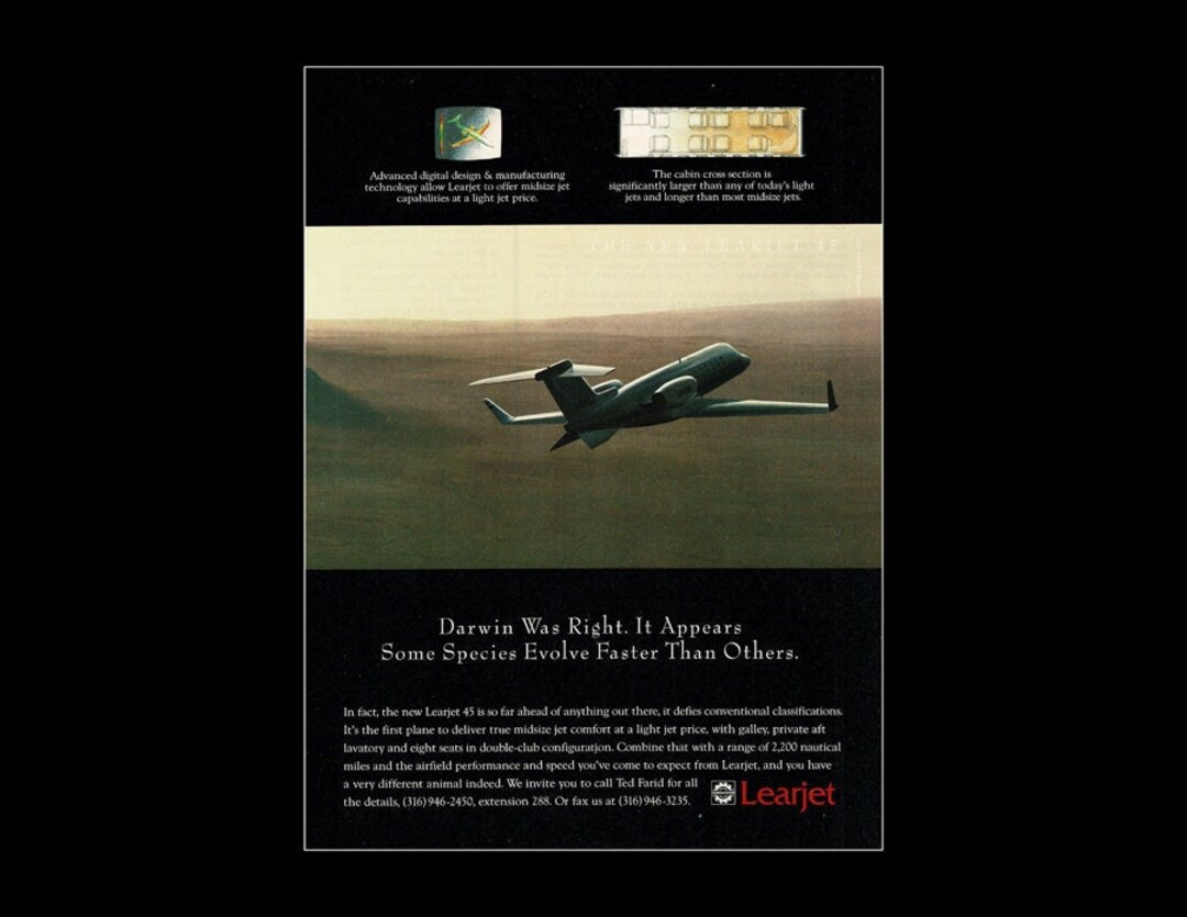 1996 Lear Jet Corporate Business Jet Aircraft Original Magazine Ad - Etsy