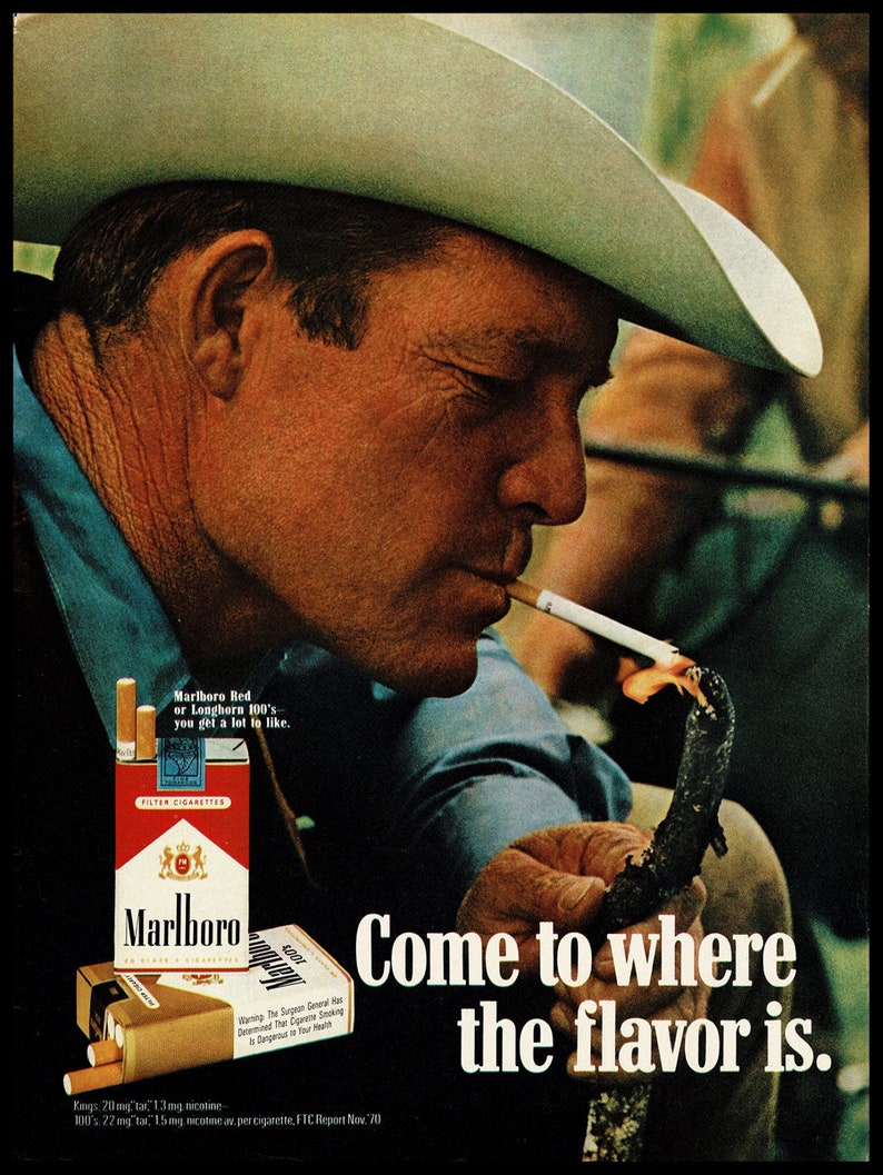 1970 Marlboro Cigarettes Marlboro Man Original Magazine Ad - Etsy