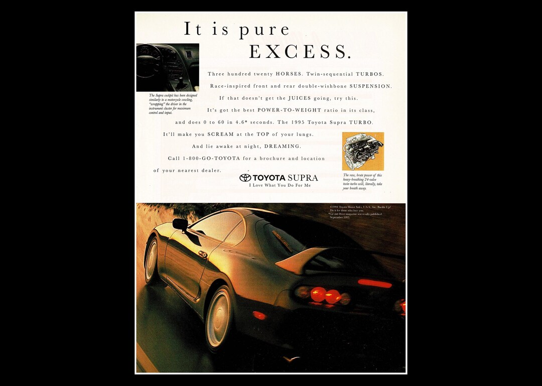 1995 Toyota Supra Original Magazine Ad - Etsy