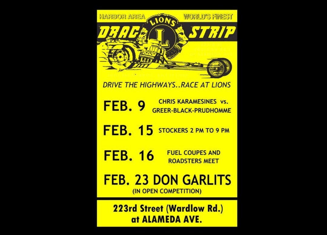 1965 Lions Drag Strip Vintage Drag Racing Poster Print - Etsy