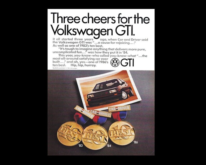 1986 VW Golf GTI Original Magazine Ad - Etsy