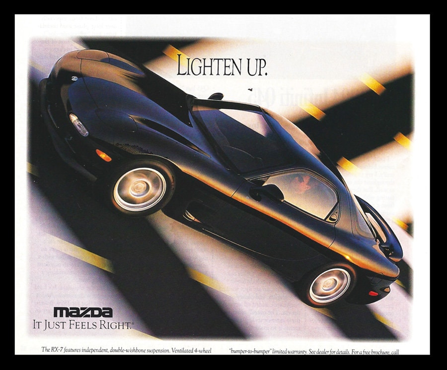 Advertisements Pirelli Tires 1993 Mazda RX7 Original Retro Magazine Ad ...