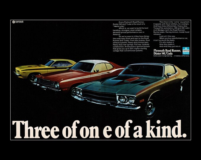 1973 Plymouth Cuda, Road Runner & Duster 340 Original Magazine Ad - Etsy