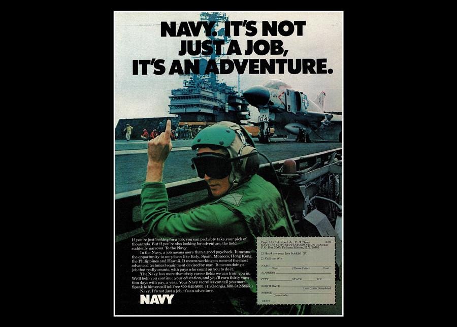 1980's U.S. Navy Recruiting Original Magazine Ad - F4 Phantom Fighter ...