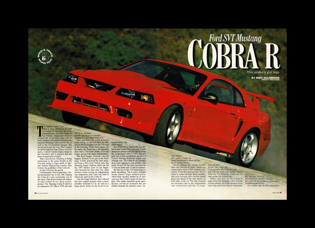 2000 Ford Mustang GT Cobra R Original Magazine Road Test - Etsy