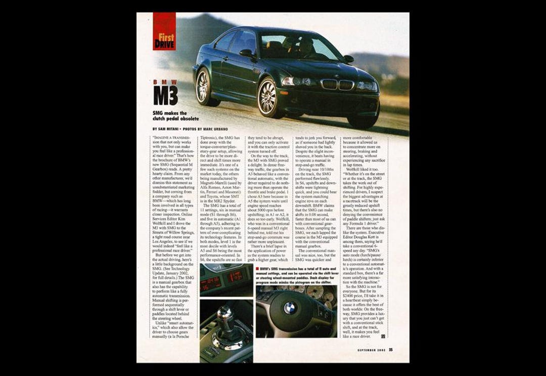2002 BMW M3 Original Magazine "first Drive" Preview Road Test - Etsy
