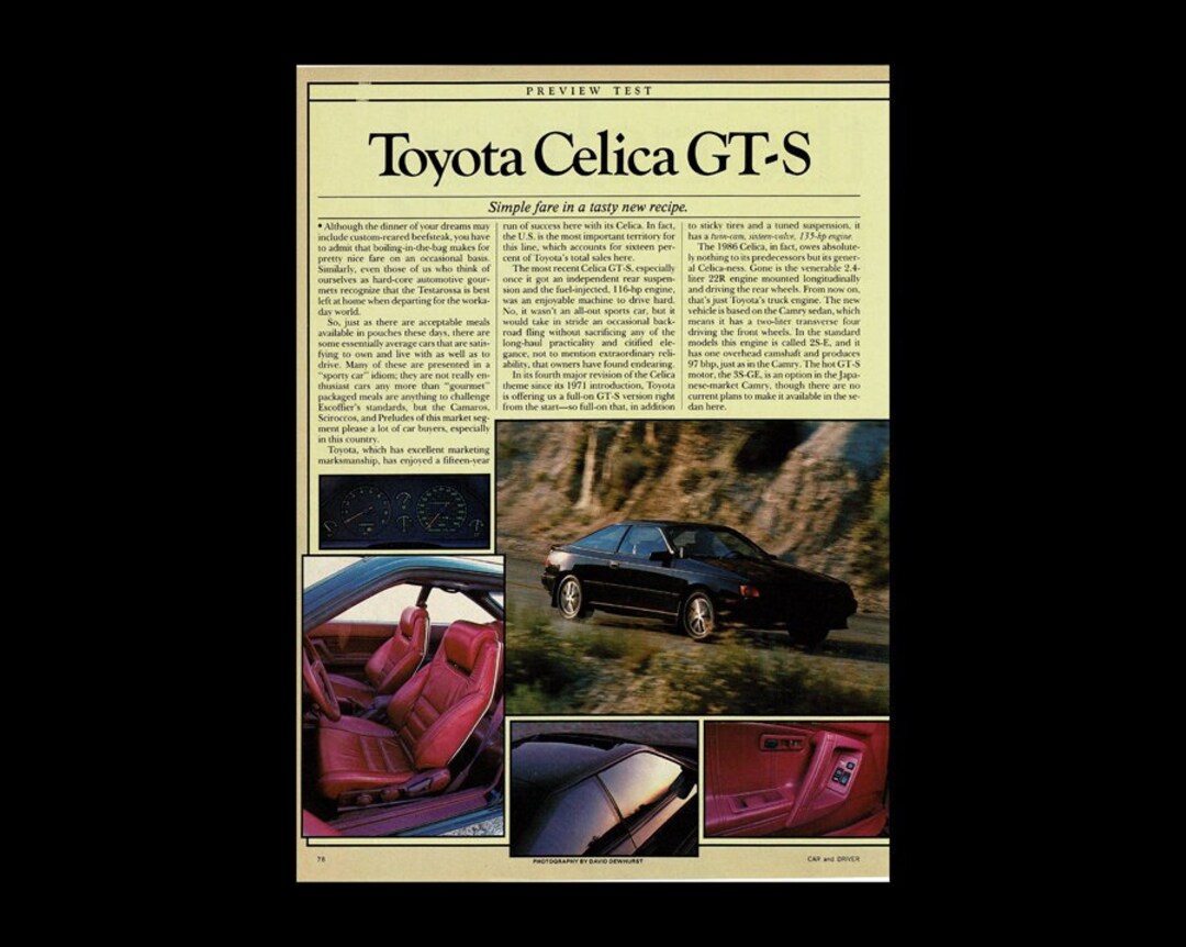 1986 Toyota Celica GTS Original Magazine Road Test - Etsy