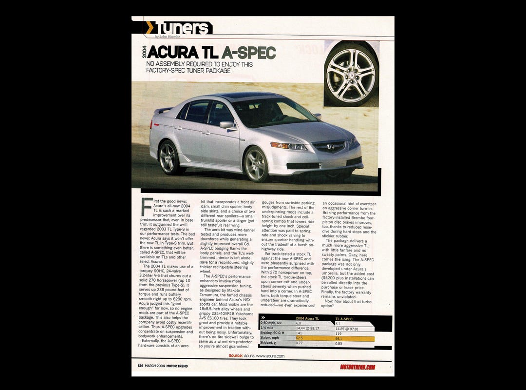 2004 Acura TL A-spec Original Magazine Mini Preview Test - Etsy