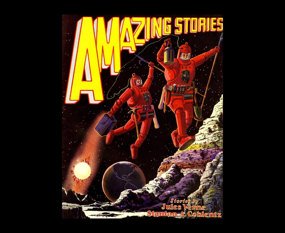 1940s Amazing Stories Science Fiction Pulp Magazine Cover Poster Print