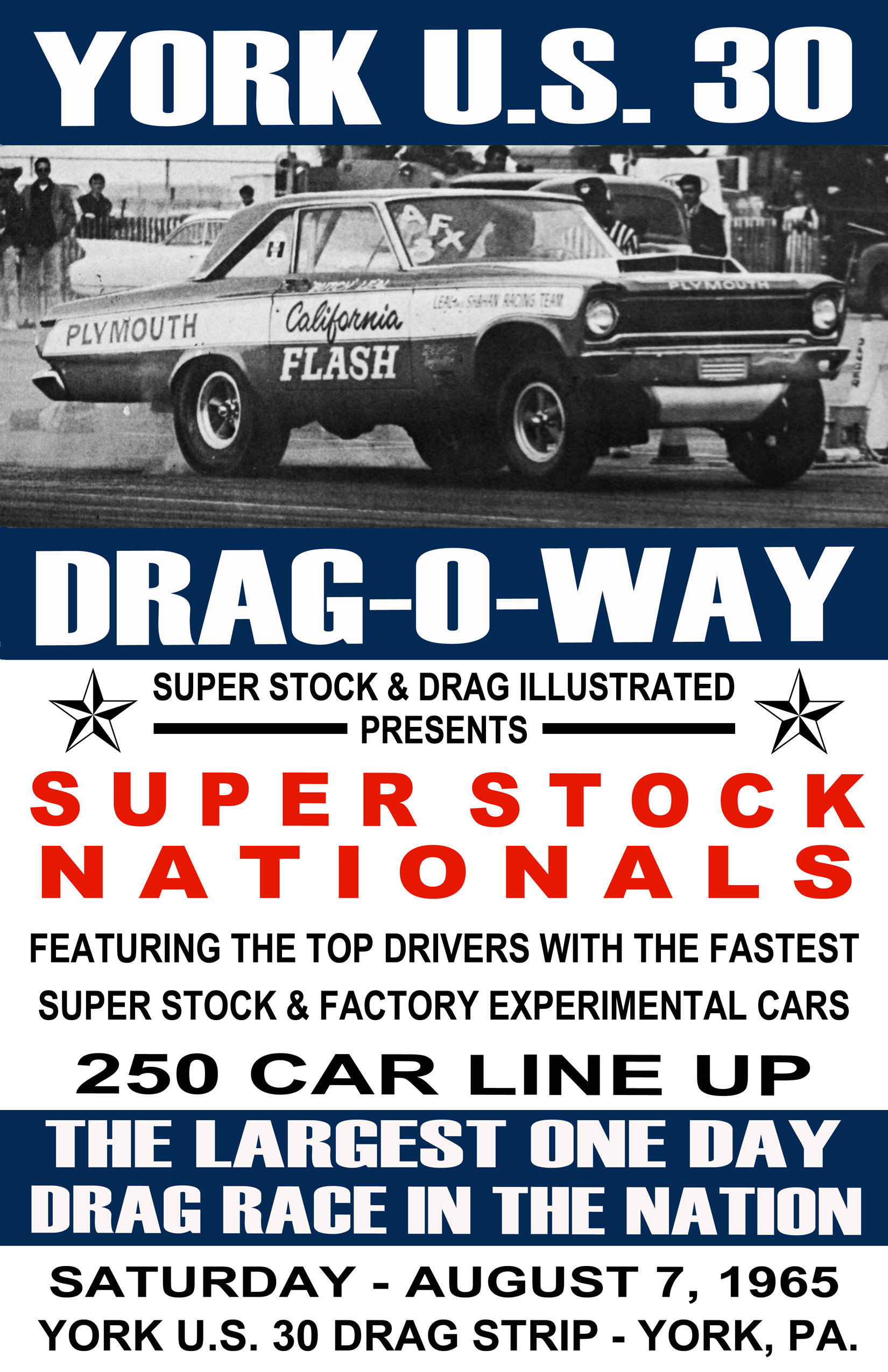 1965 York Pa. Dragway Vintage Drag Racing Poster Print - Etsy