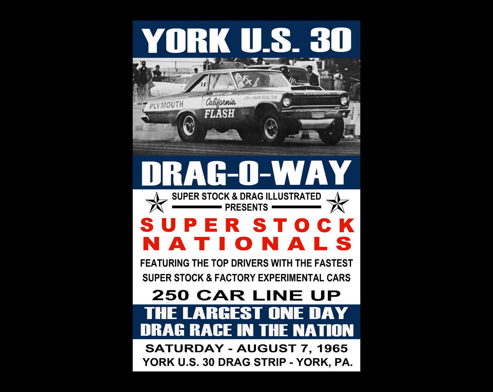 1965 York Pa. Dragway Vintage Drag Racing Poster Print - Etsy