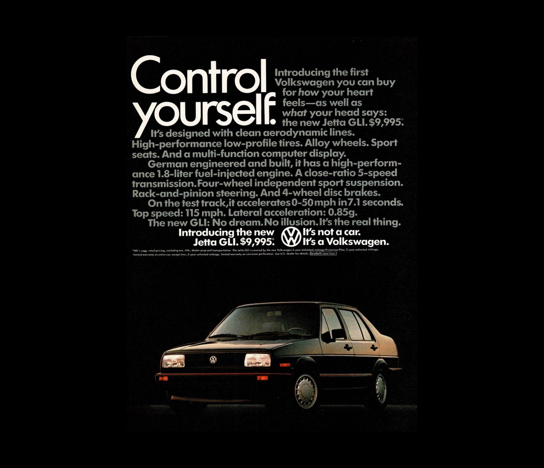 1985 VW Jetta GLI Original Magazine Ad - Etsy