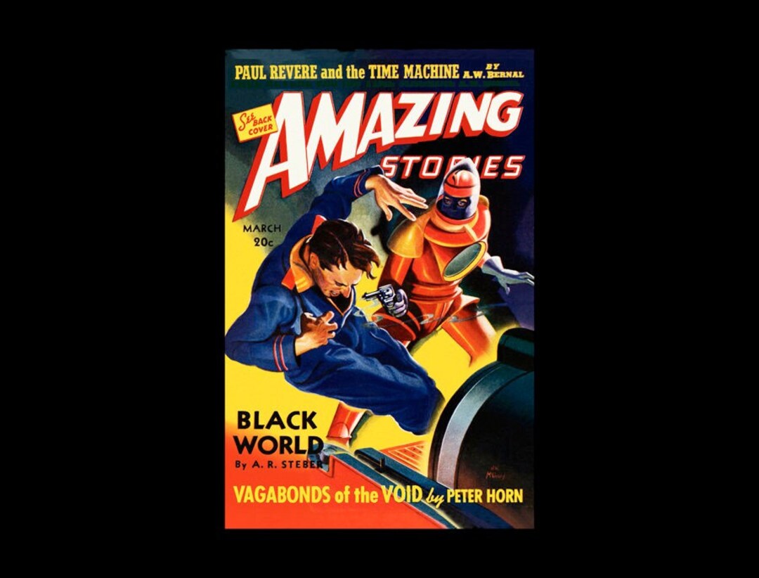 1940s Amazing Stories Science Fiction Pulp Magazine Cover Etsy