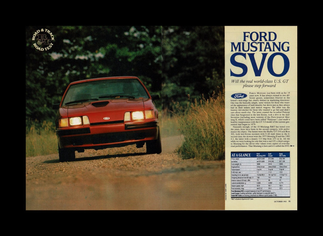 1984 Ford Mustang GT SVO Original Magazine Road Test - Etsy