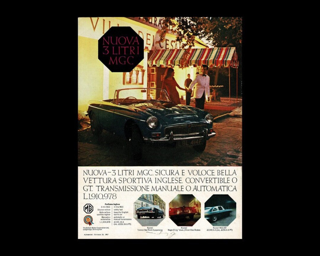 1967 MG MGC Original UK Issue Magazine Ad - Etsy