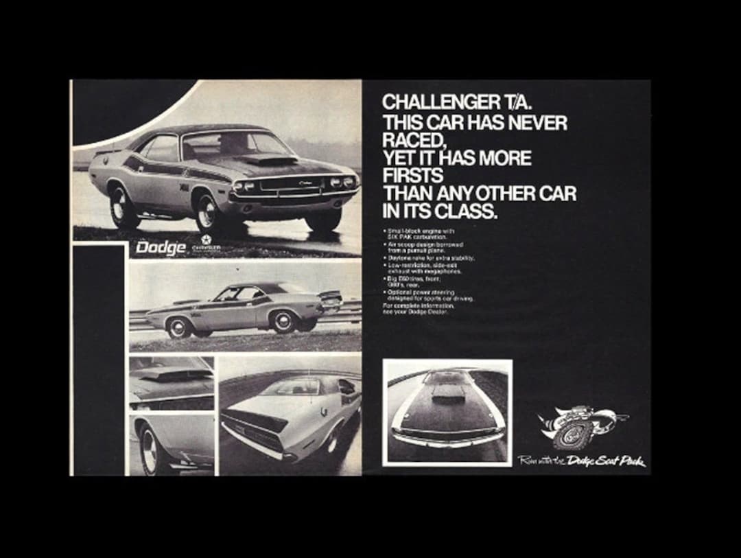 1970 Dodge Challenger T/A Original Magazine Ad - Etsy
