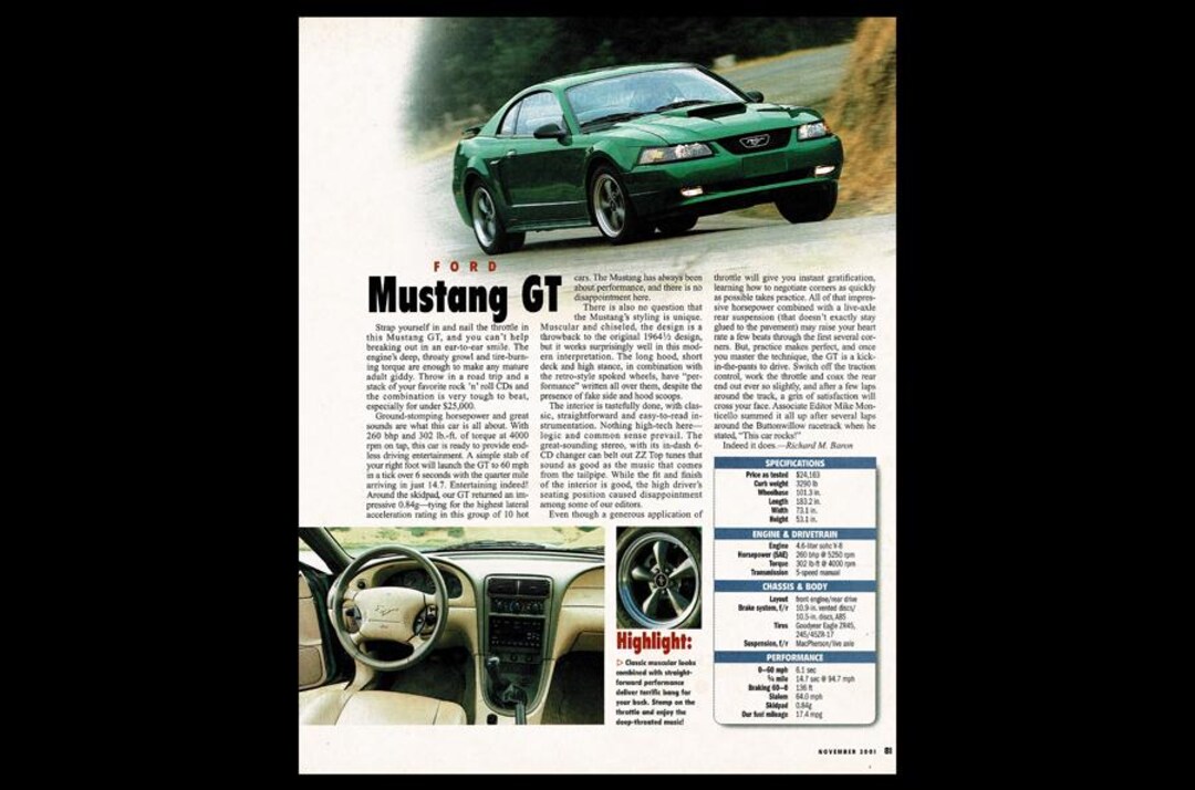 2002 Ford Mustang GT Original Magazine Mini Road Test - Etsy