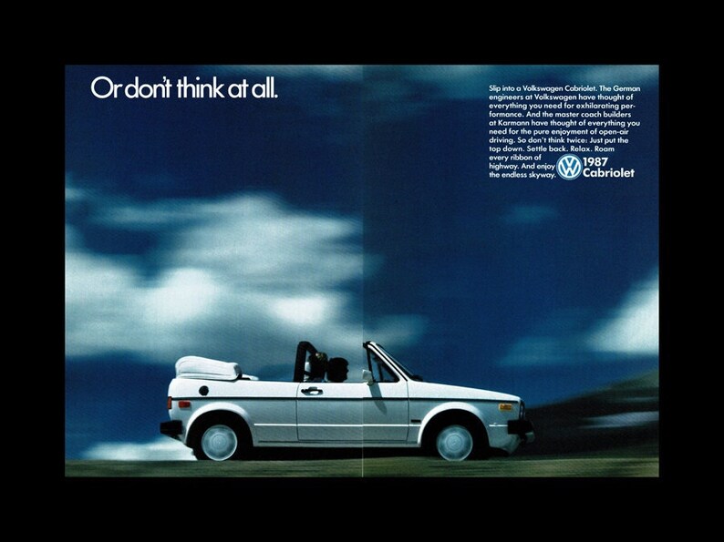 1987 VW Rabbit Cabriolet Original Magazine Ad - Etsy