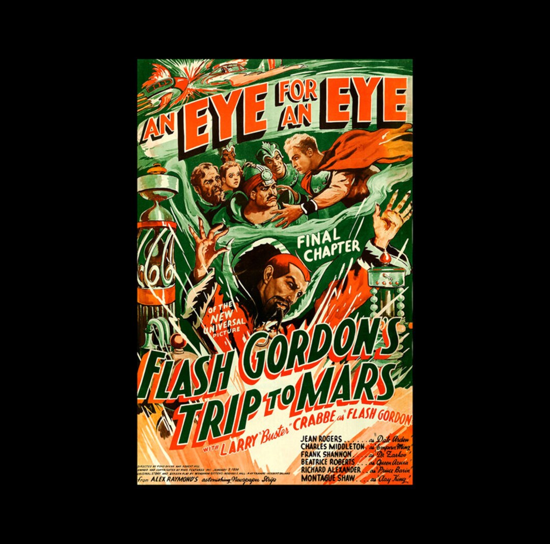 1938 Flash Gordon "trip to Mars" Science Fiction Movie Serial Poster ...