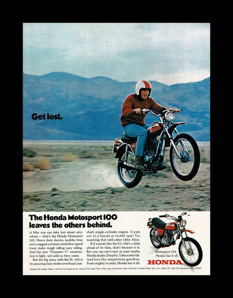 1971 Honda SL 100 Scrambler Dirt Bike Motorcycle Original Magazine Ad - Etsy
