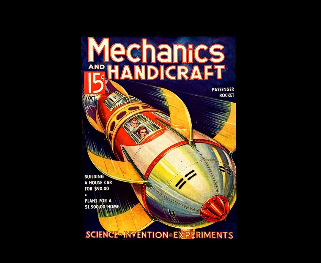 Mechanics and Handicraft Vintage Pulp Magazine Cover Poster Art Print ...