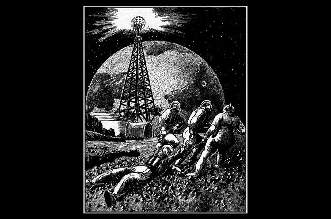 1935 Science Fiction Pulp Magazine Outer Space Illustration Art Poster ...