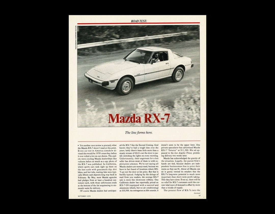 1979 Mazda RX7 Original Magazine Road Test - Etsy